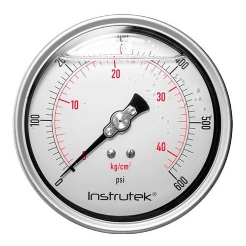 Manómetro 4", lleno de líquido premium, 1/4" NPT, posterior, 600 psi-kg/cm2 | Instrutek